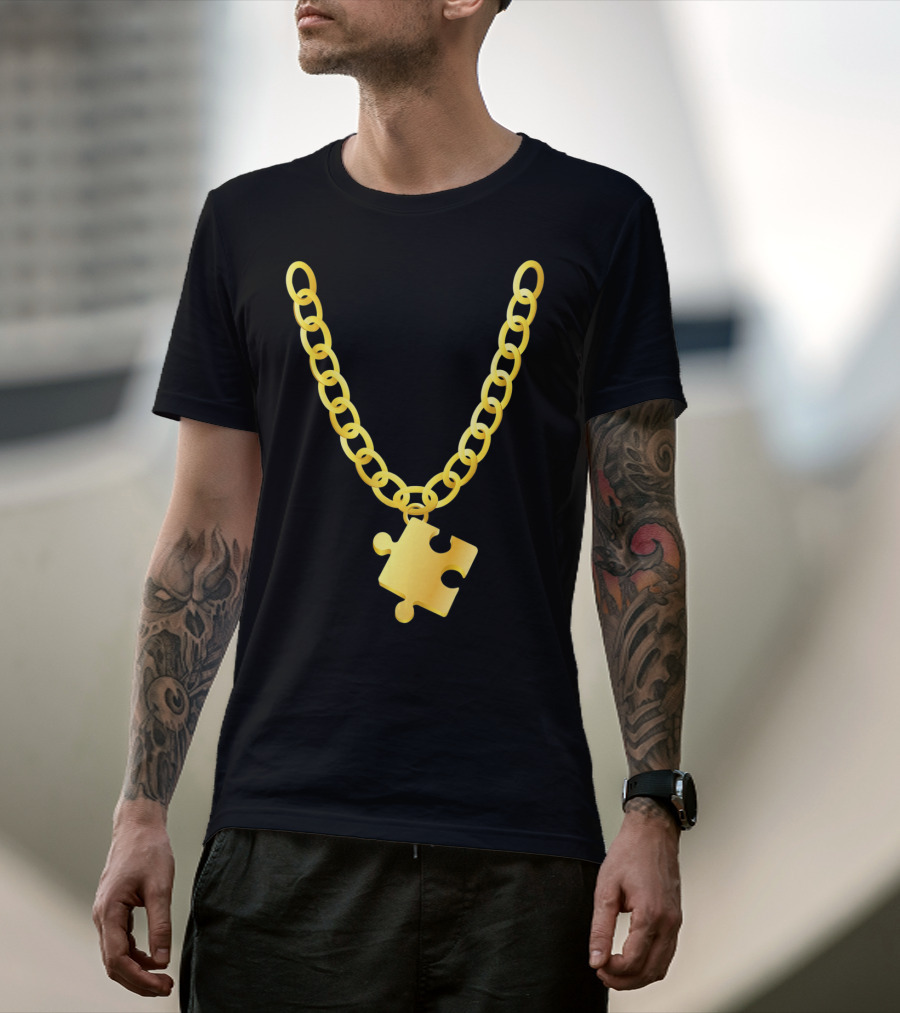 Original Autism Awareness Gold Puzzle Necklace T-Shirt