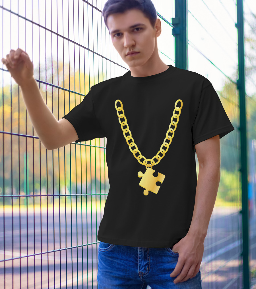 Original Autism Awareness Gold Puzzle Necklace T-Shirt