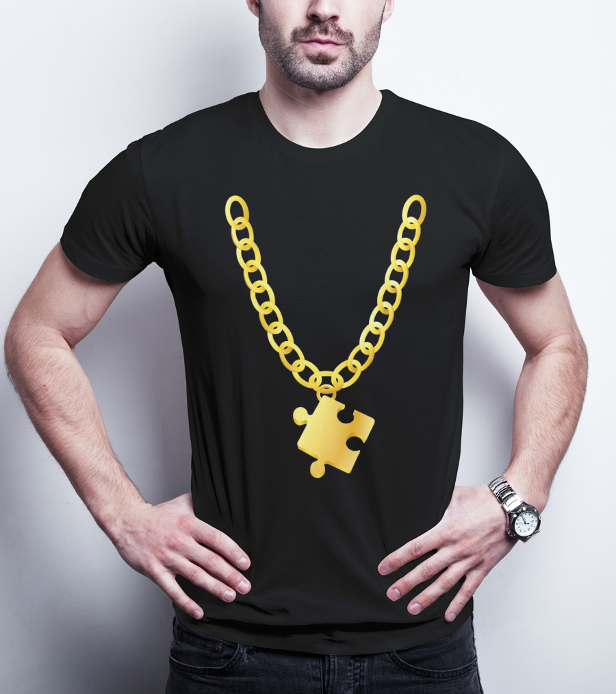 Original Autism Awareness Gold Puzzle Necklace T-Shirt