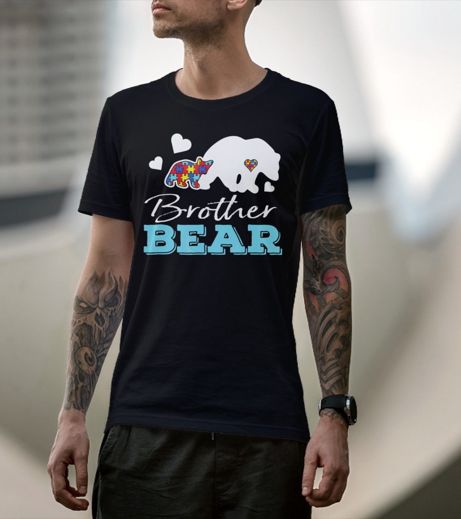Brother Bear Puzzle Heart Autism Awareness T-Shirt