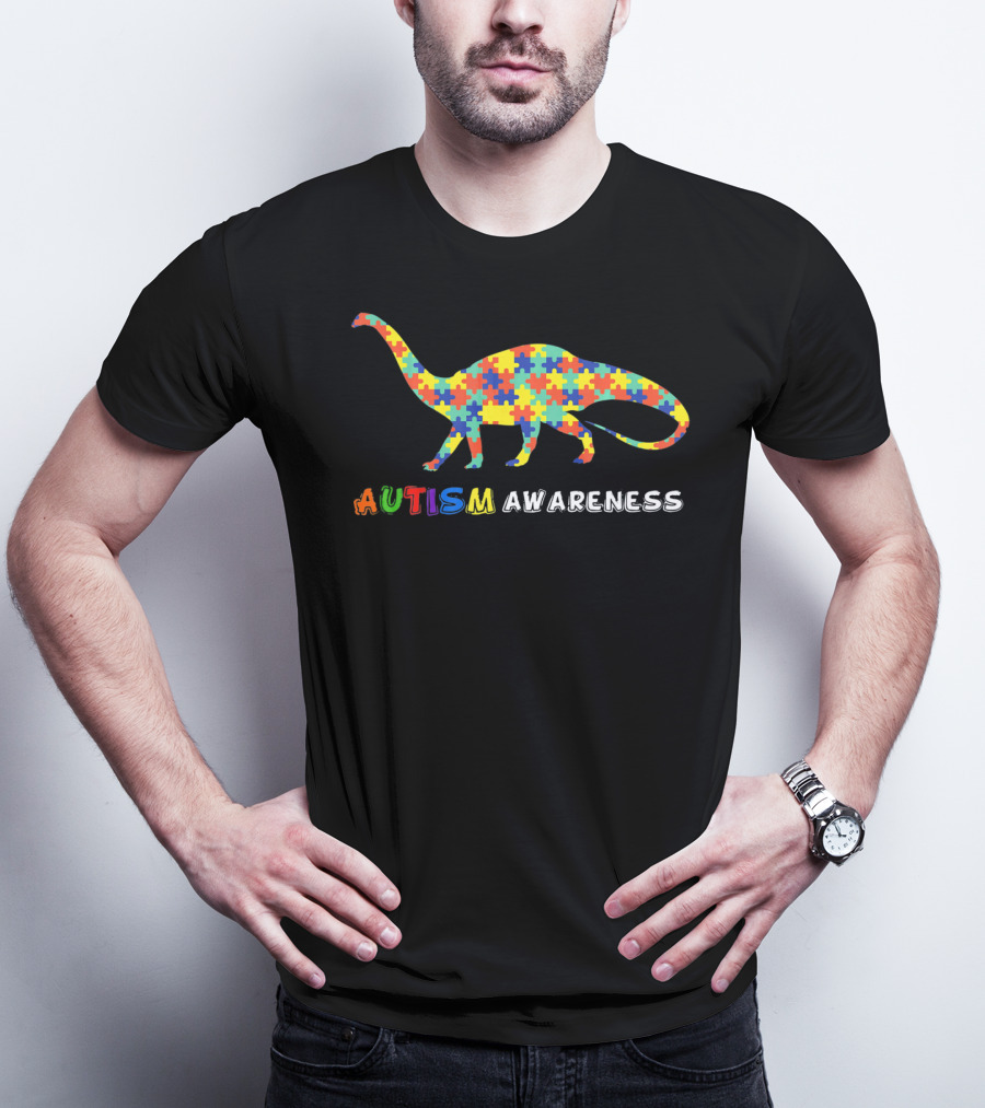 Autism Awareness Dinosaur Puzzle T-Shirt