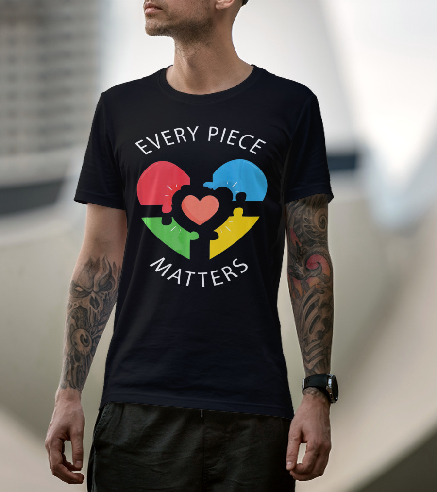 Every Piece Matters Puzzle Heart Colors Autism Awareness T-Shirt