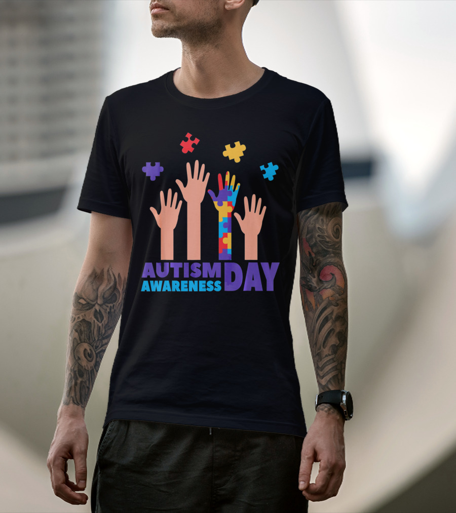 Autism Awareness Day Hands Puzzles T-Shirt