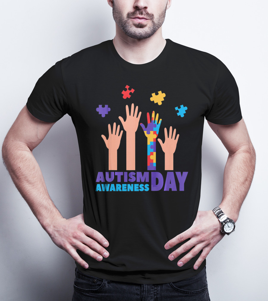 Autism Awareness Day Hands Puzzles T-Shirt