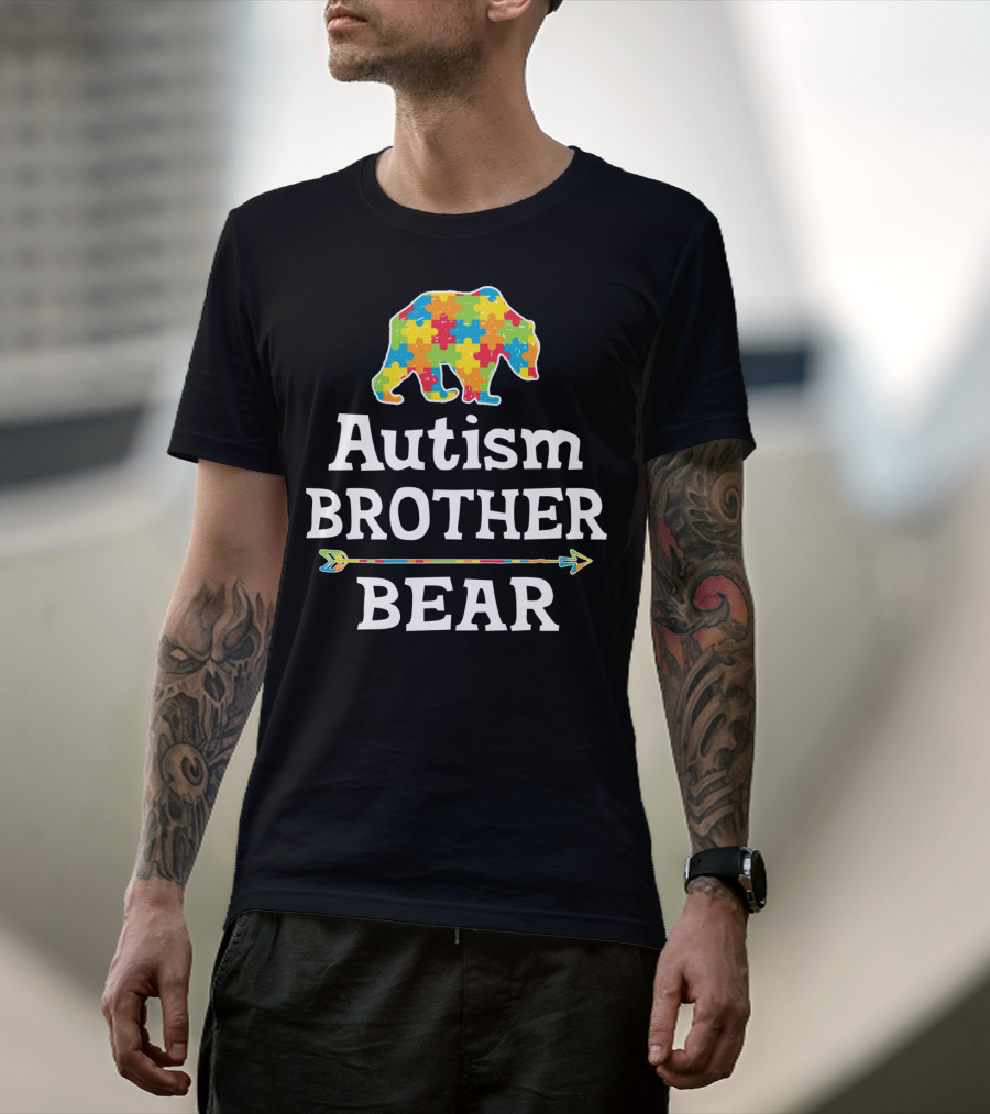 Autism Awareness BROTHER Bear Puzzle Piece Arrow T-Shirt