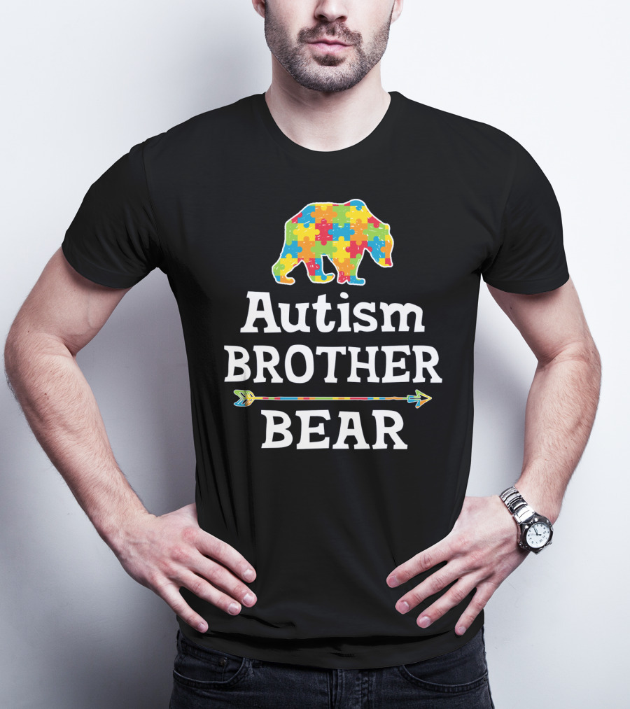 Autism Awareness BROTHER Bear Puzzle Piece Arrow T-Shirt