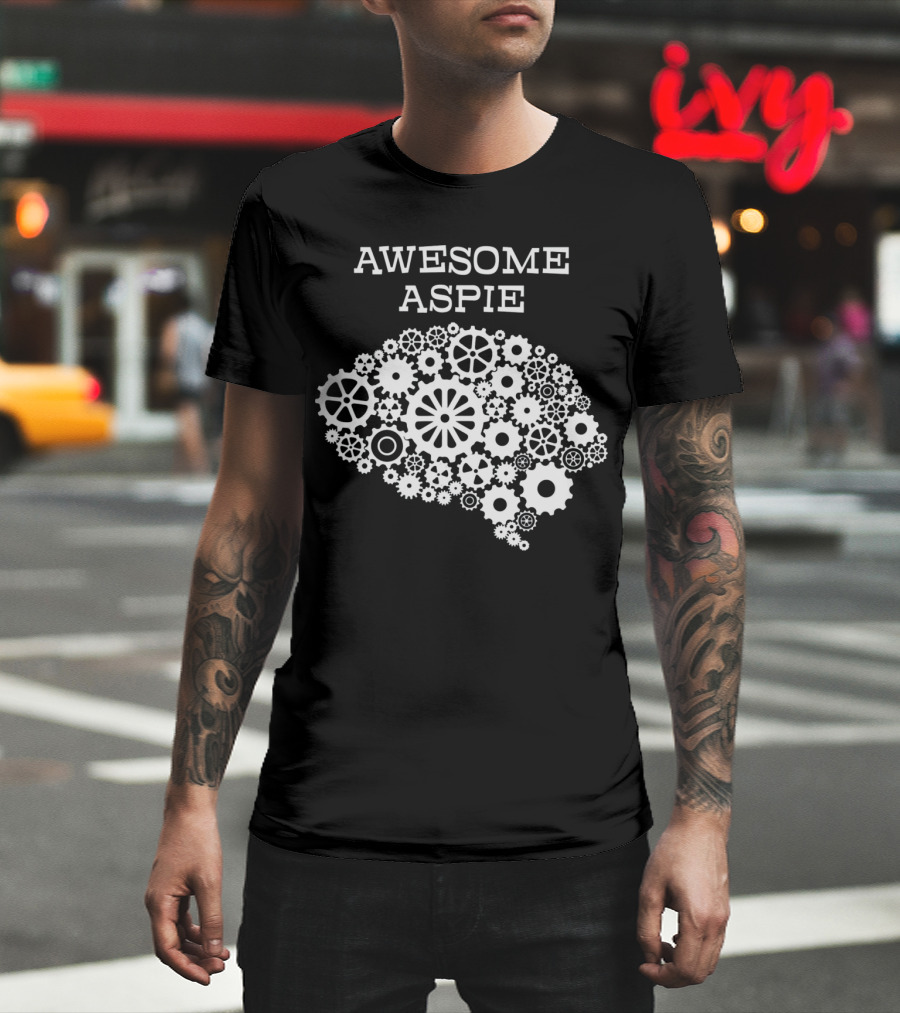 Awesome Aspie Steampunk Brain Autism Awareness T-Shirt