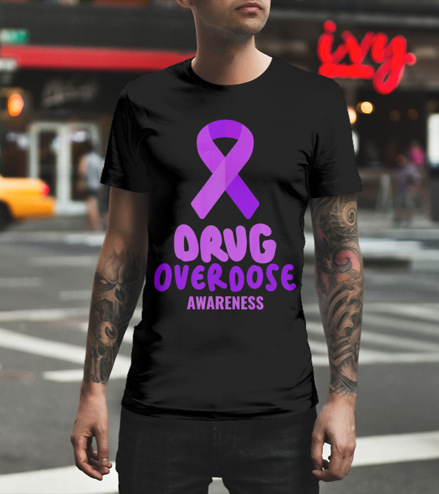Drug Overdose Awareness Purple Ribbon Awareness T-Shirt