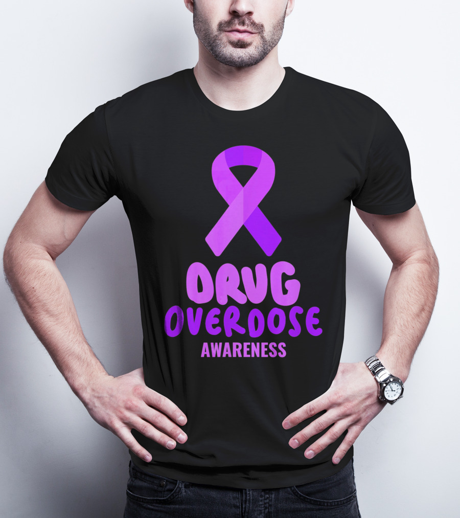 Drug Overdose Awareness Purple Ribbon Awareness T-Shirt