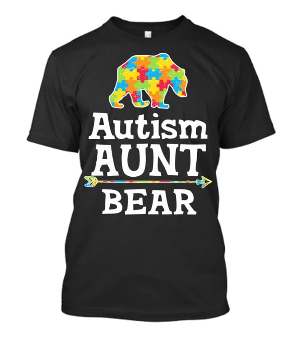 Autism Awareness Aunt Bear Puzzle Pattern Arrow T-Shirt