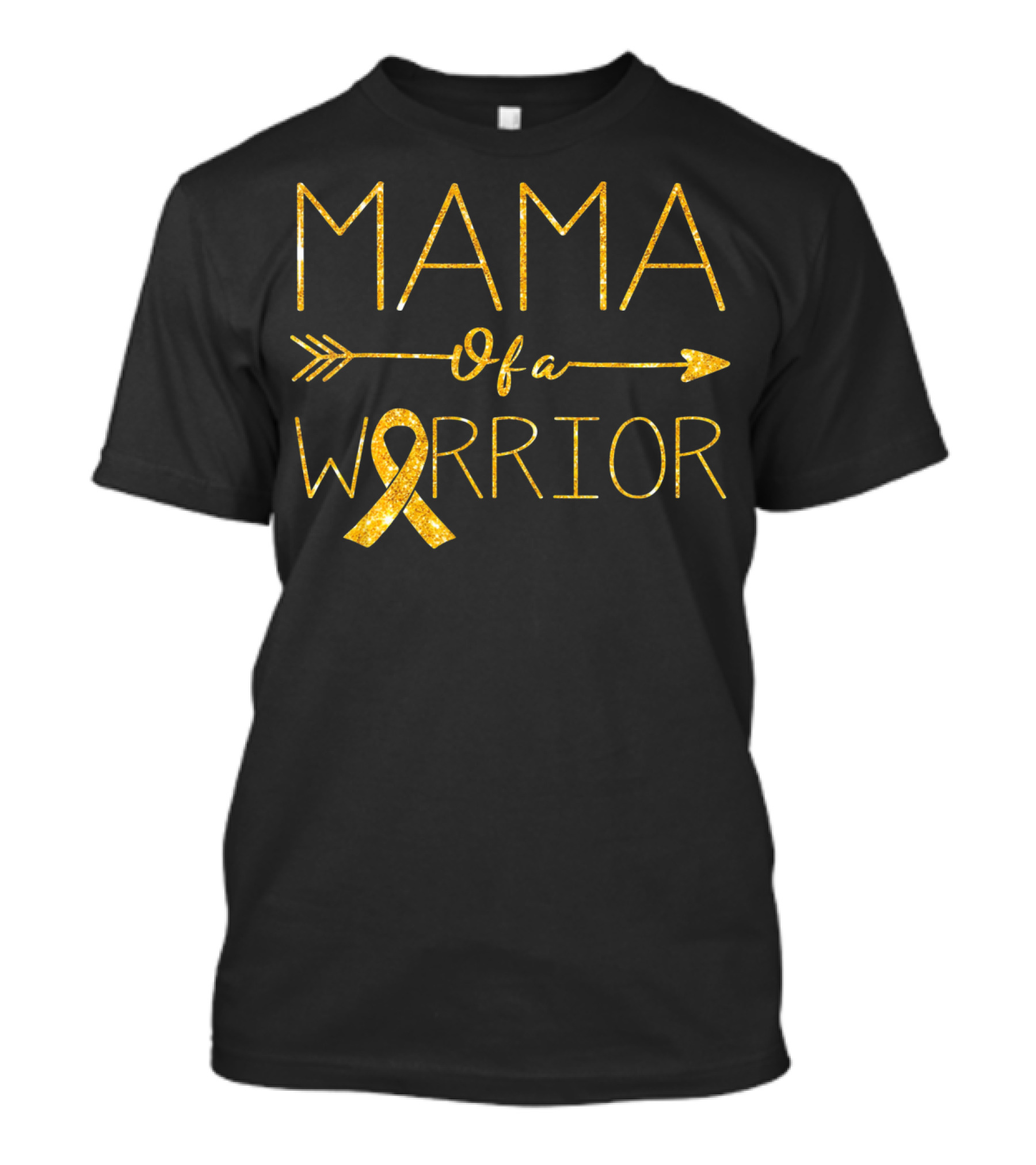 MAMA Of A Warrior Golden Ribbon Childhood Cancer Awareness T-Shirt