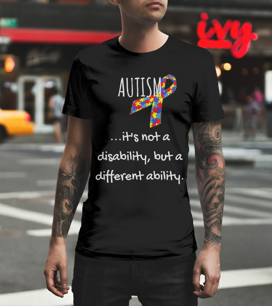 Autism Awareness It's Not A Disability But A Different Ability Puzzle T-Shirt