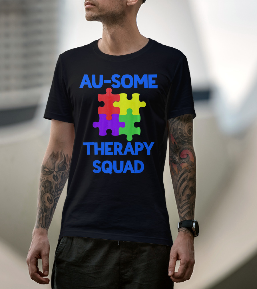AU-SOME Therapy Squad Autism Awareness Puzzle Pieces T-Shirt