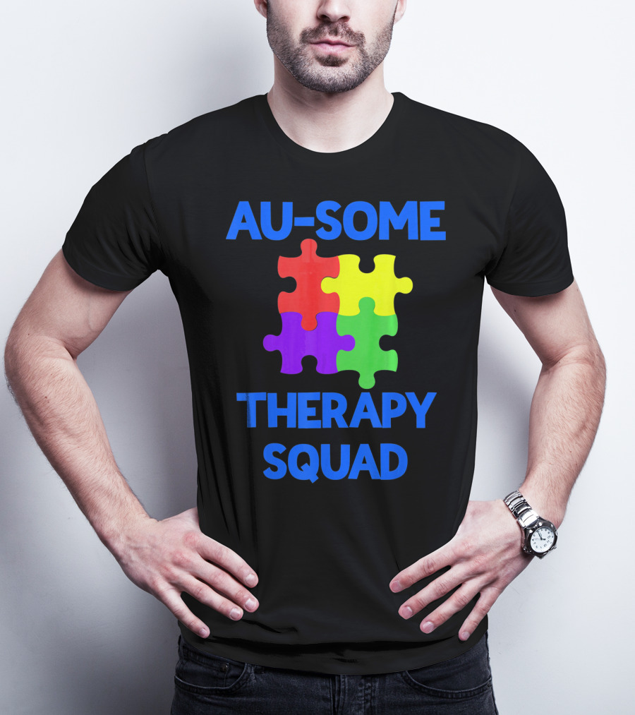 AU-SOME Therapy Squad Autism Awareness Puzzle Pieces T-Shirt
