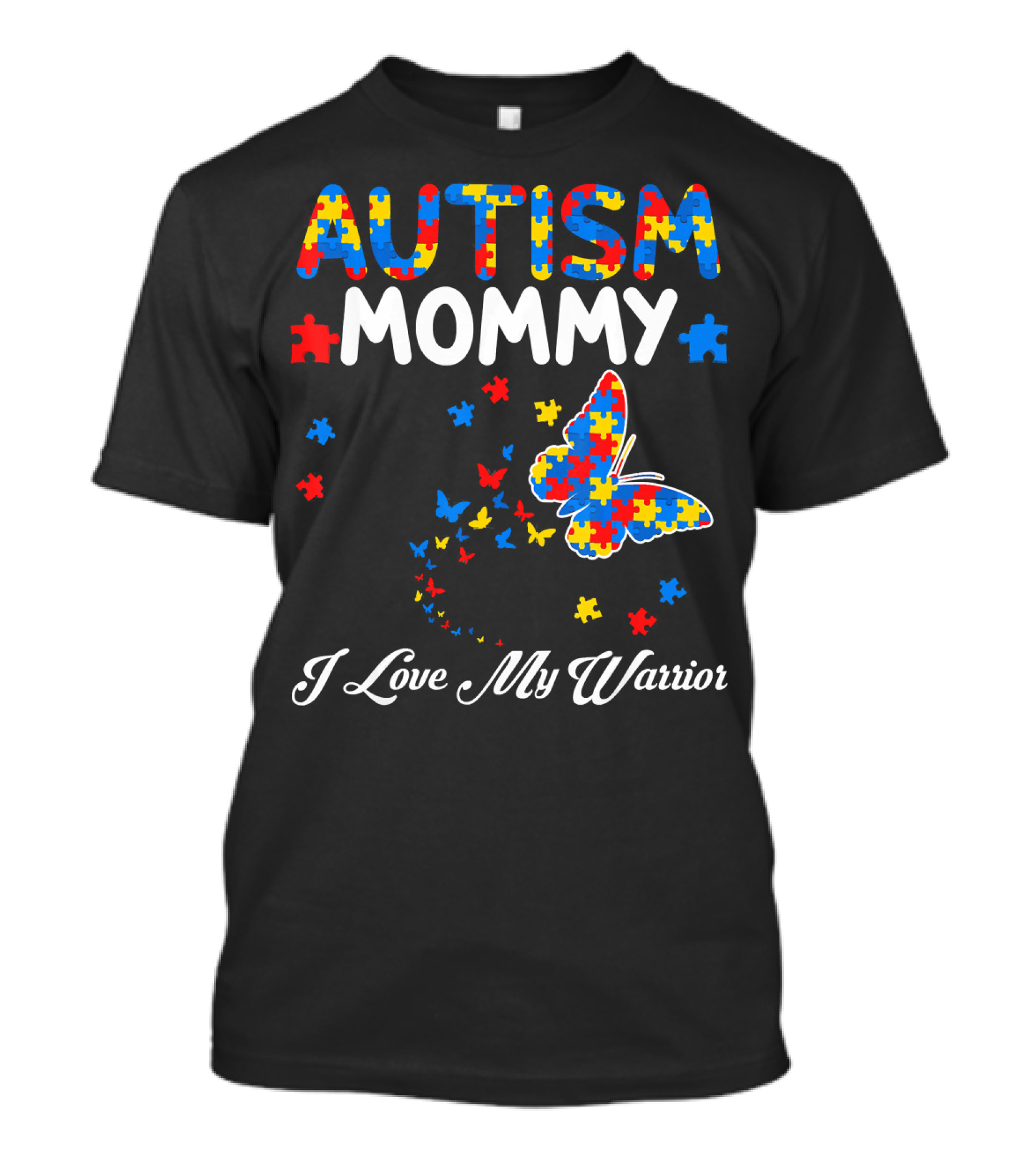 Autism Mommy I Love My Warrior Butterfly Puzzle T-Shirt