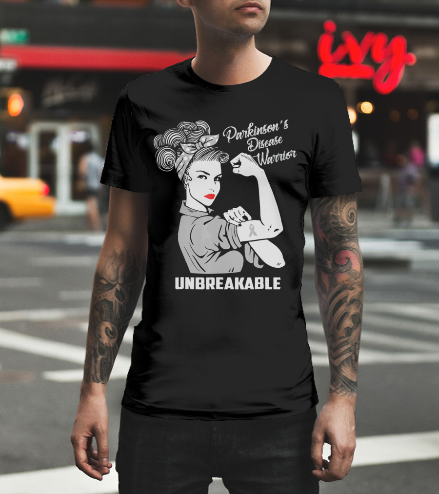 Parkinson's Disease Warrior Unbreakable Rosie The Riveter T-Shirt