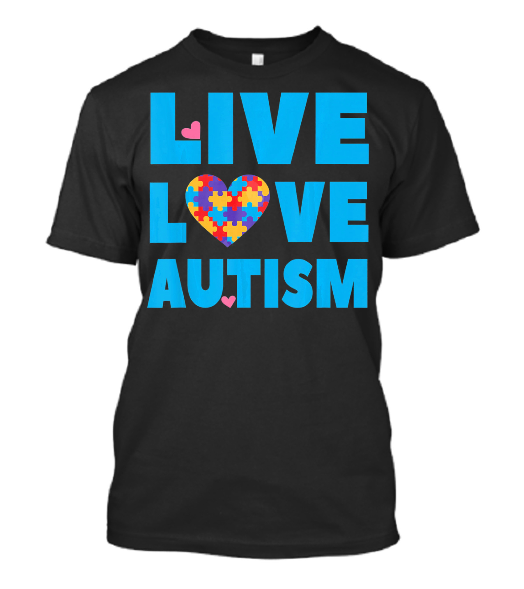 Live Love Autism Autism Mom Awareness Puzzle Heart T-Shirt
