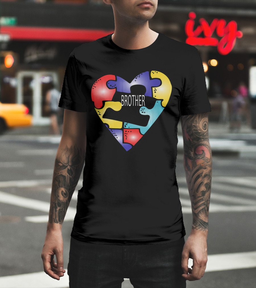 Brother Puzzle Heart Autism Awareness T-Shirt