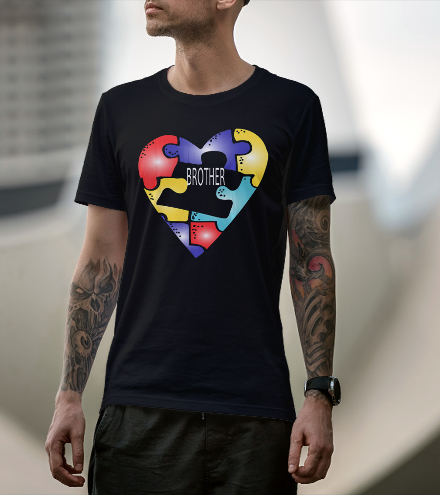 Brother Puzzle Heart Autism Awareness T-Shirt
