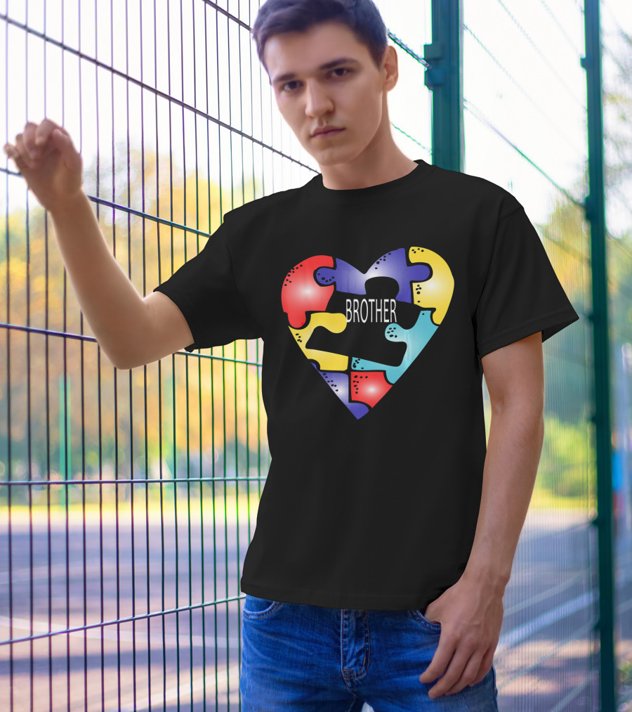 Brother Puzzle Heart Autism Awareness T-Shirt