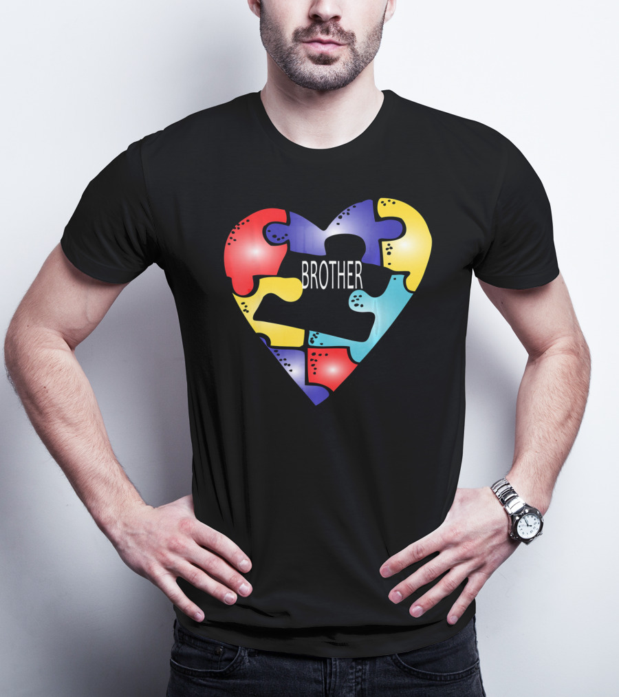 Brother Puzzle Heart Autism Awareness T-Shirt