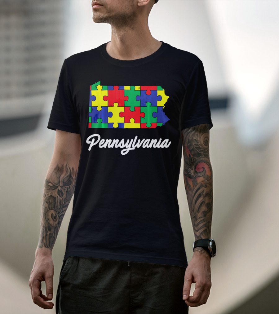 Pennsylvania Autism Puzzle Map Awareness T-Shirt