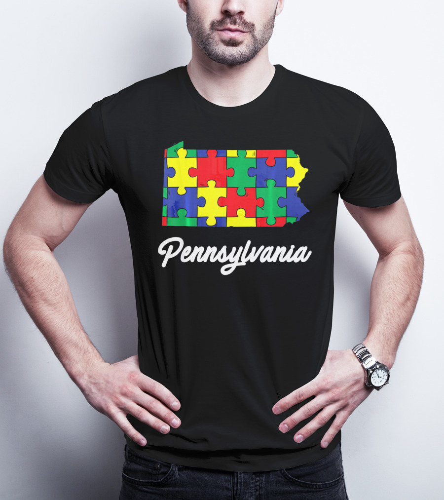 Pennsylvania Autism Puzzle Map Awareness T-Shirt