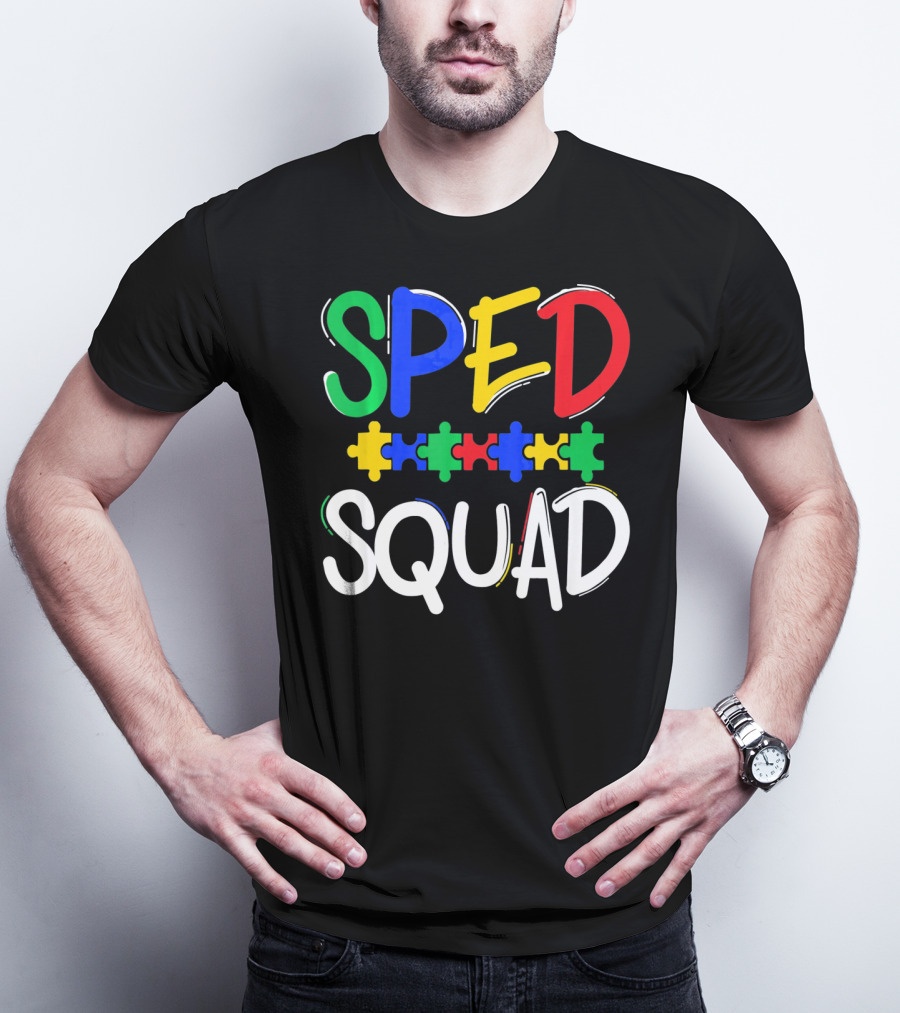 SPED Squad Autism Awareness Puzzle Piece Colors T-Shirt