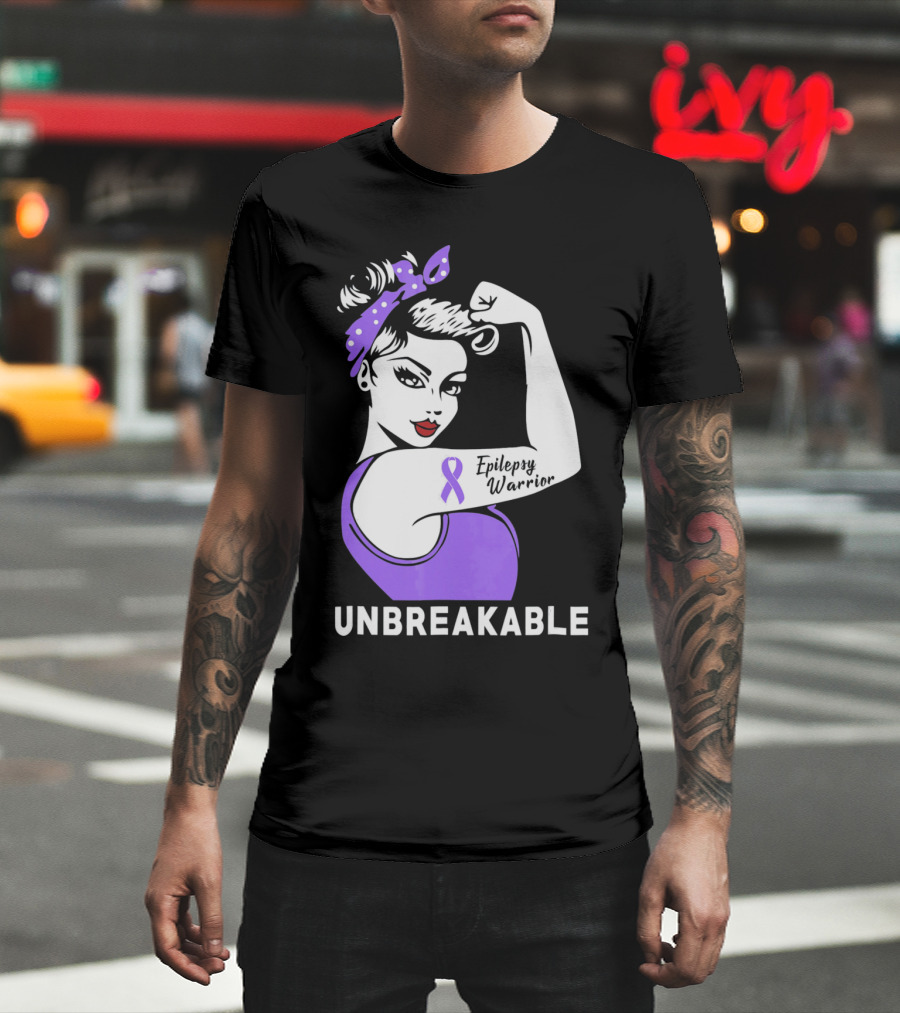 Epilepsy Warrior Unbreakable With Purple T-Shirt