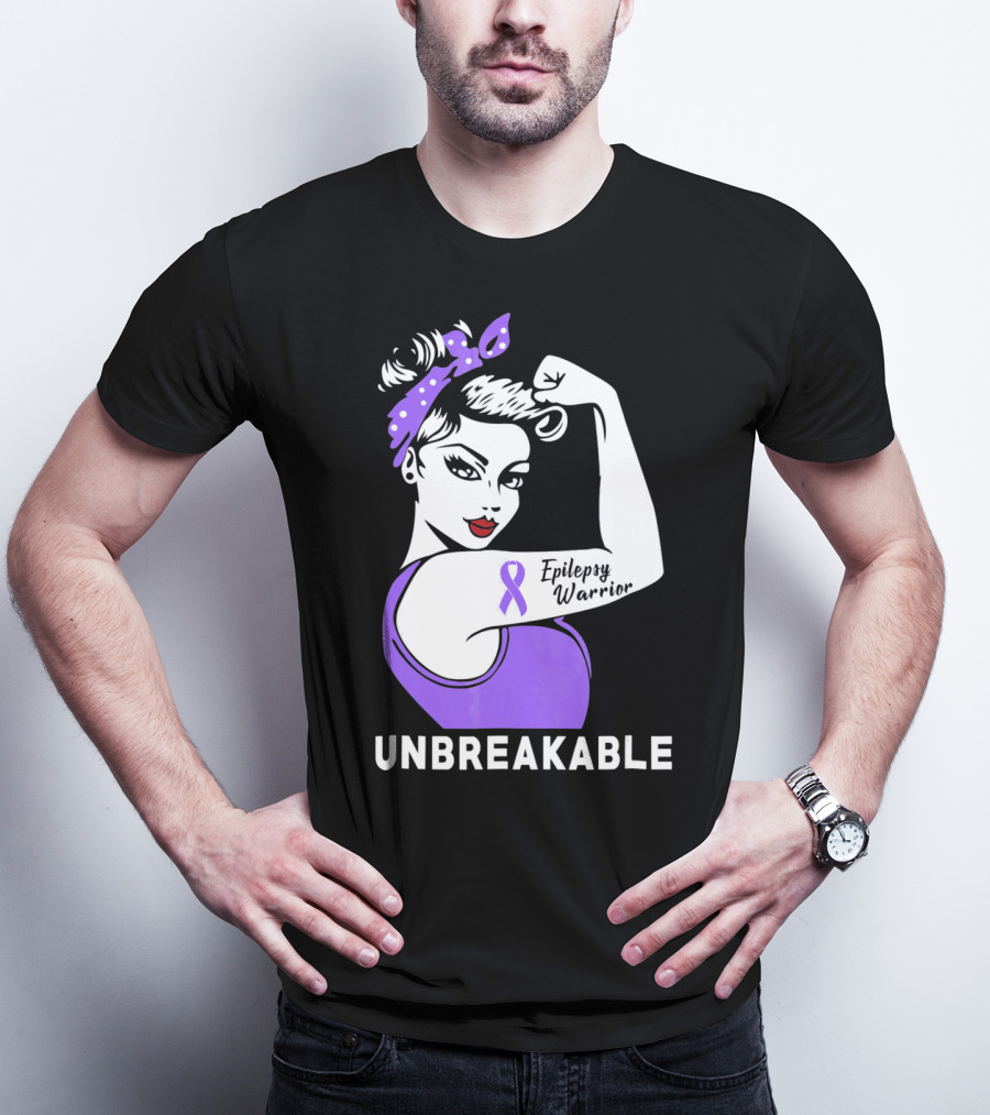 Epilepsy Warrior Unbreakable With Purple T-Shirt