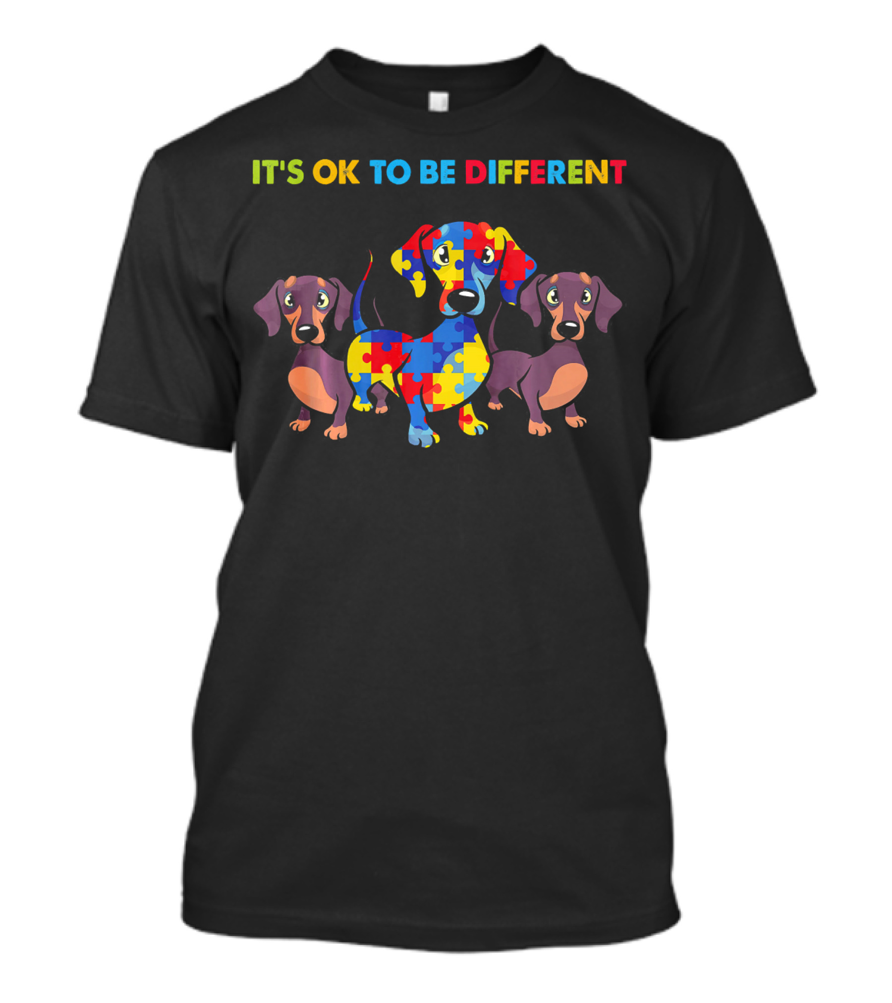 It's OK To Be Different Autism Awareness Dachshund Dogs Lovers T-Shirt