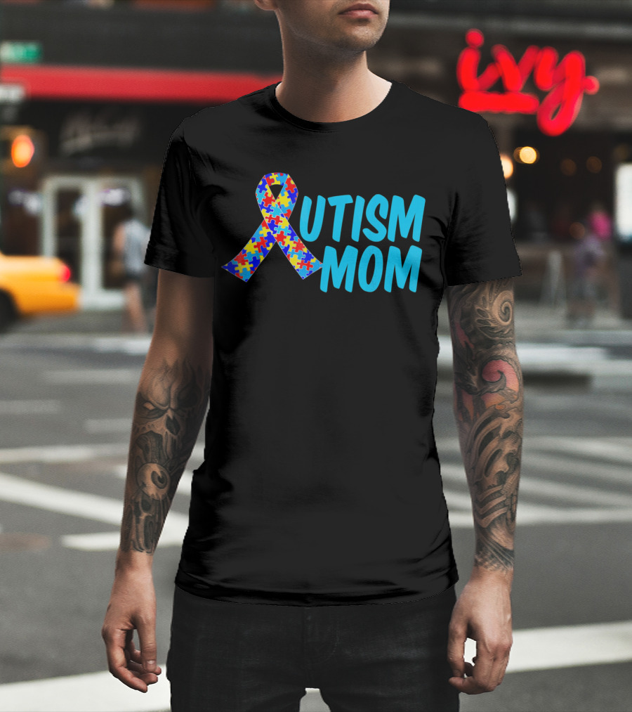Autism Mom Puzzle Ribbon Awareness T-Shirt