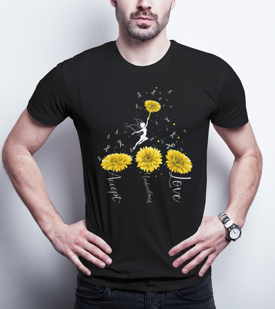 Accept Understand Love Sunflower Autism Awareness Fairy T-Shirt