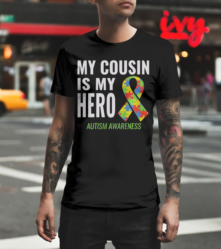 My Cousin Is My Hero Autism Awareness Puzzle T-Shirt