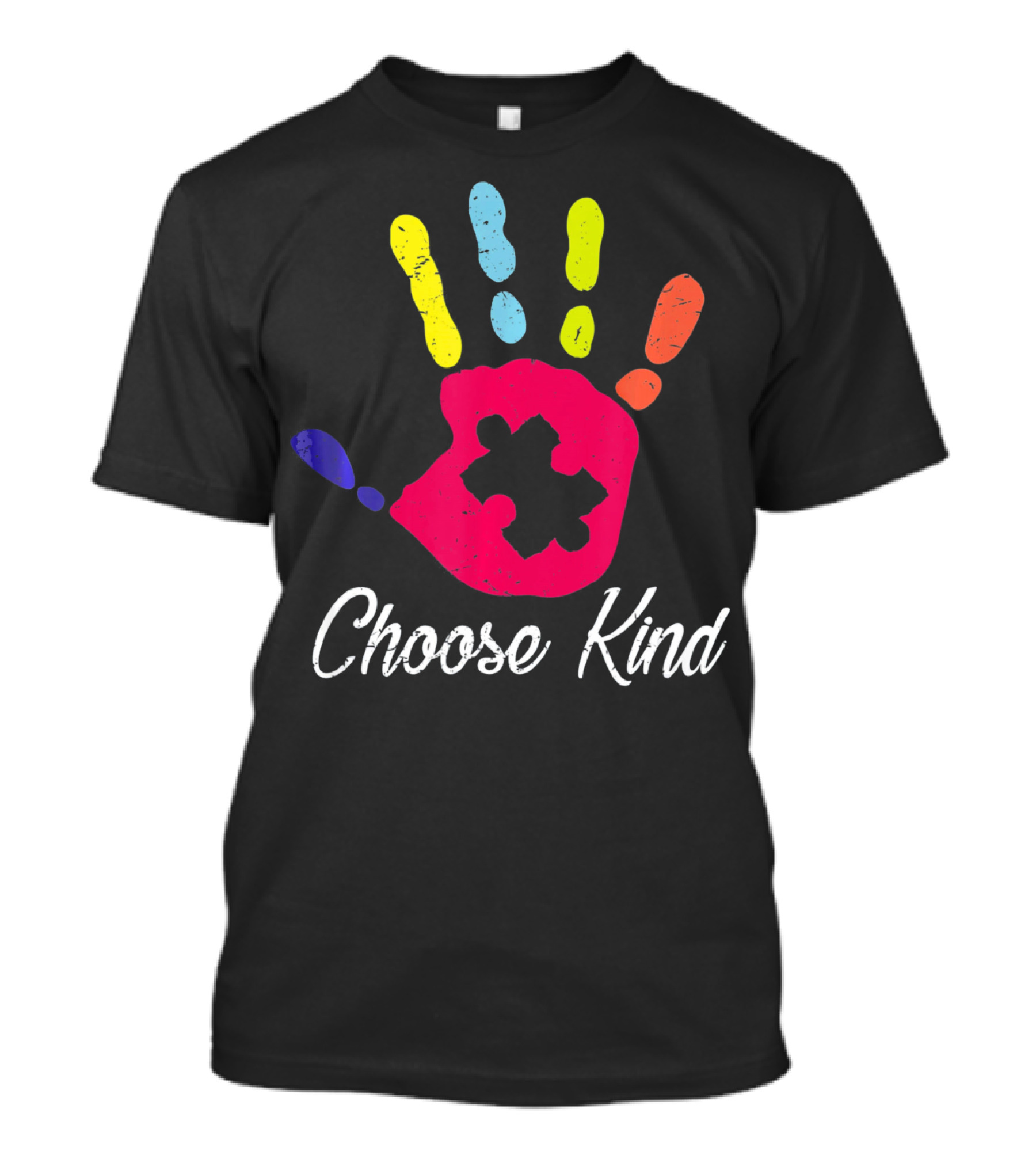 Choose Kind Colorful Hand Autism Puzzle Piece T-Shirt