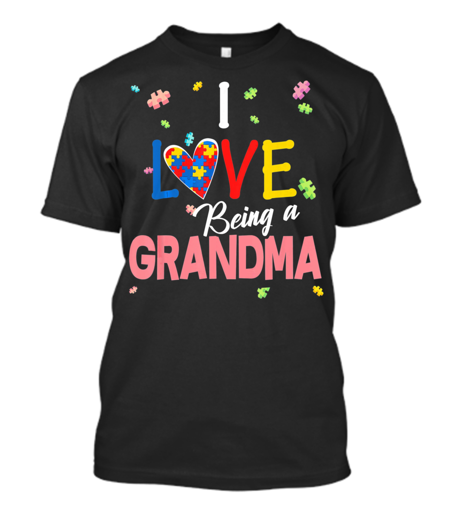 I Love Being A Grandma Autism Awareness Puzzle Heart T-Shirt