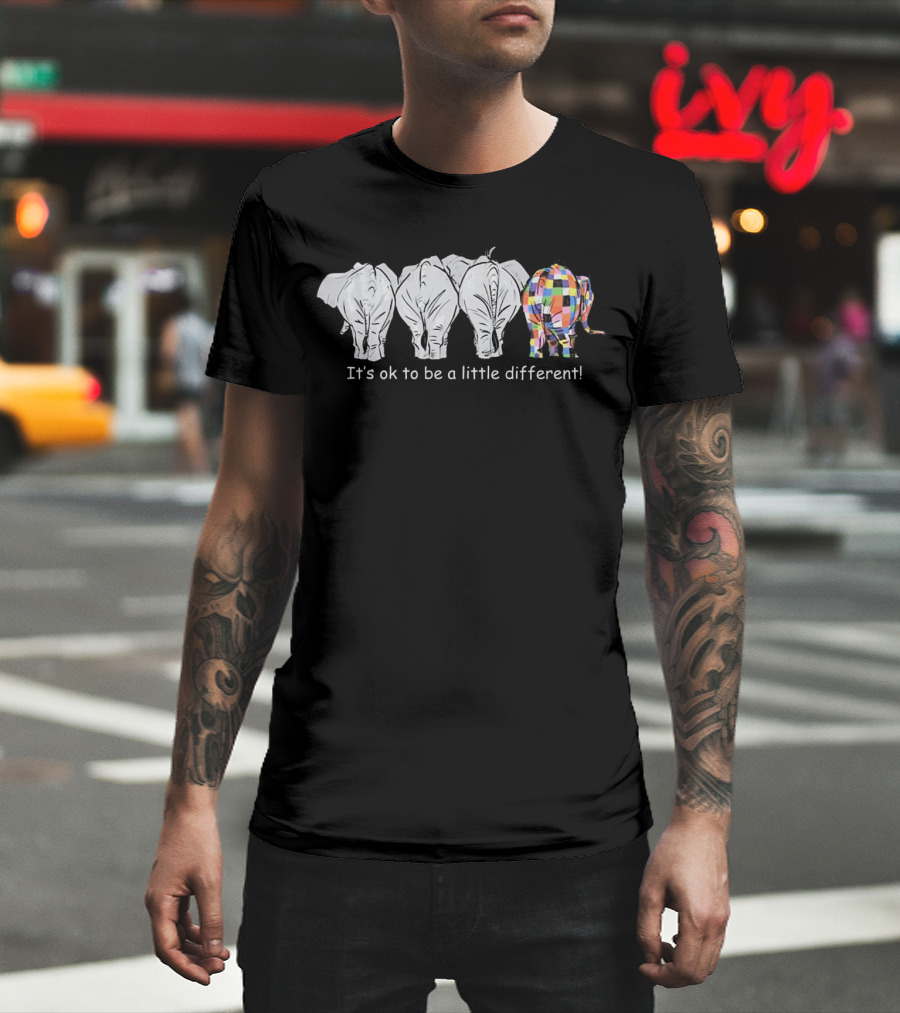 It's Ok To Be A Little Different Autism Colorful Elephant T-Shirt
