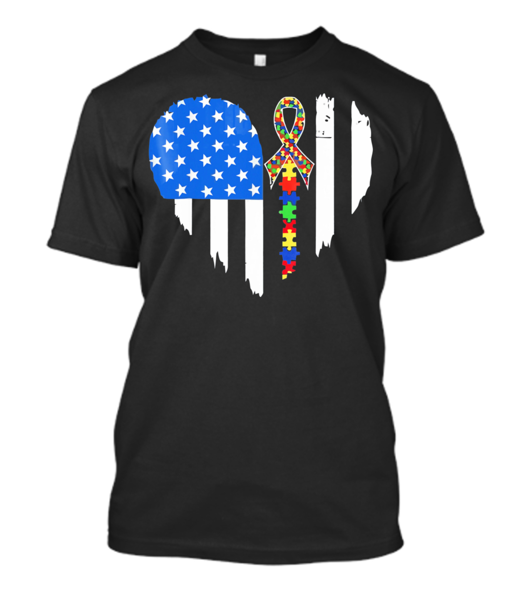 Autism Awareness Heart Shaped Flag With Puzzle Ribbon Be A Better Life T-Shirt