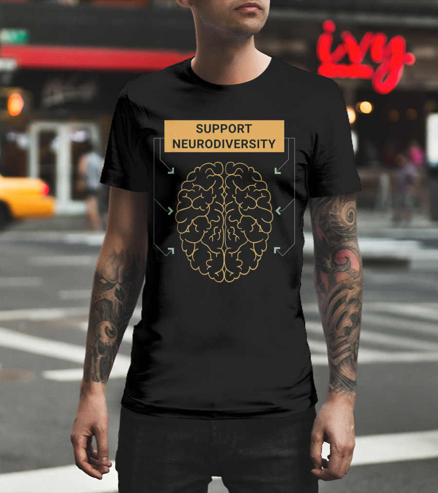 Support Neurodiversity Autism Awareness Brain Arrows T-Shirt