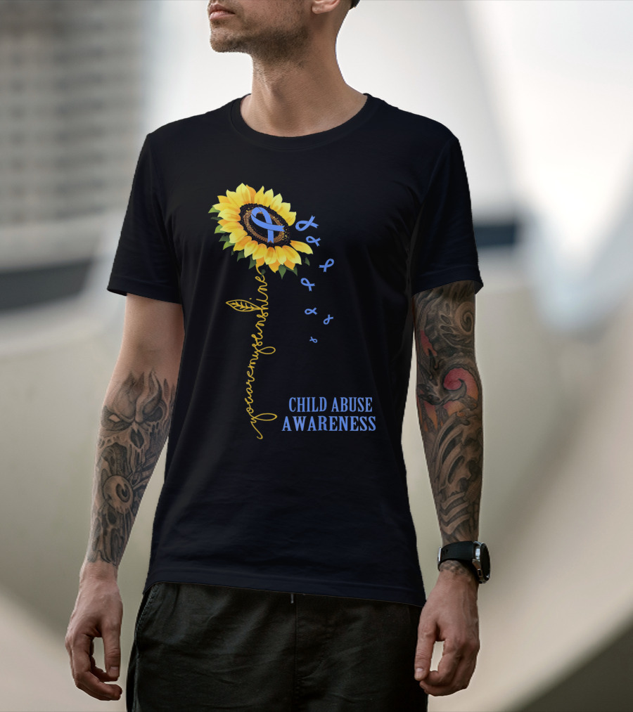 Youaremysunshine Child Abuse Awareness Sunflower Blue T-Shirt