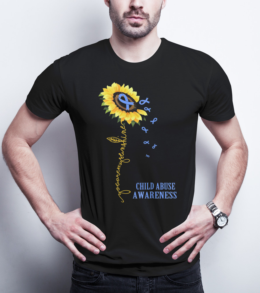 Youaremysunshine Child Abuse Awareness Sunflower Blue T-Shirt