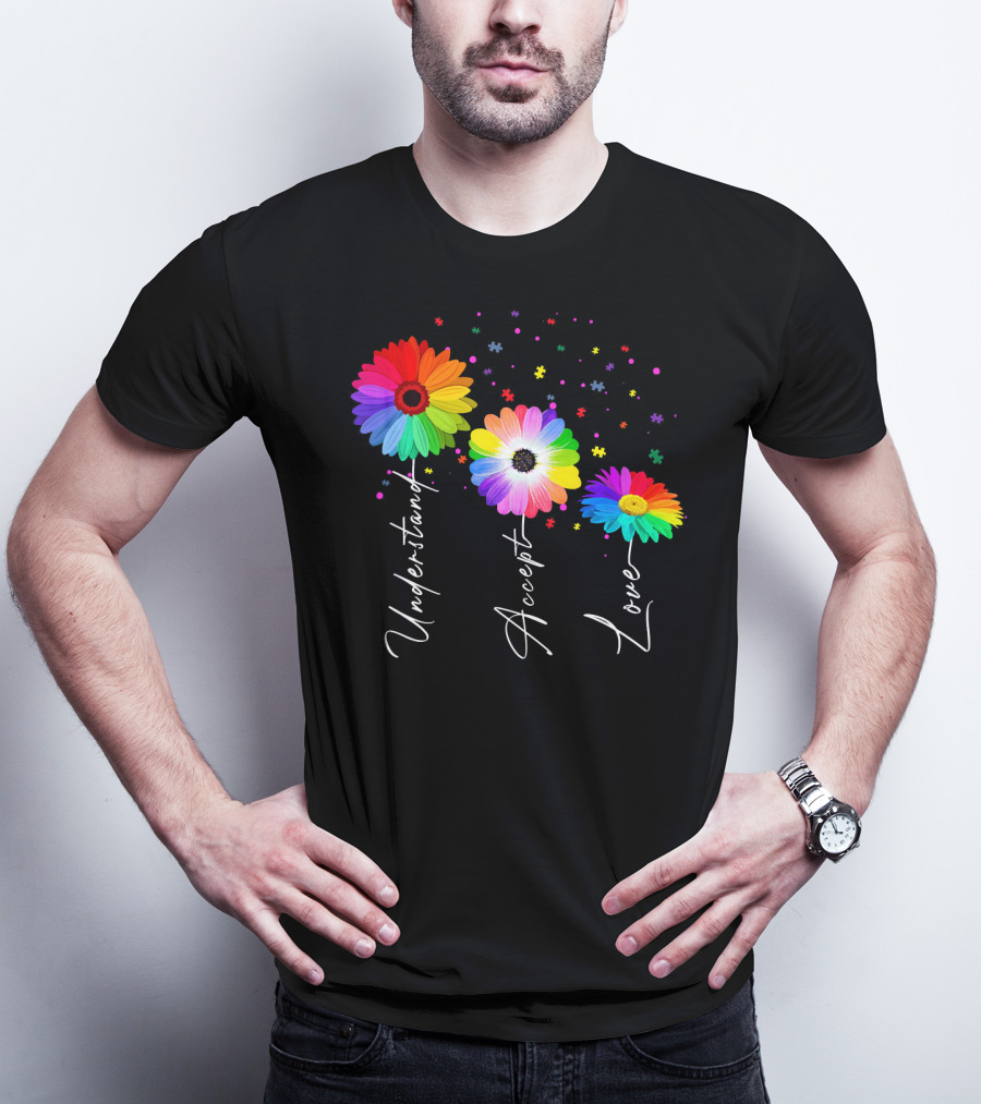 Autism Awareness Daisy Flower Accept Understand Love T-Shirt