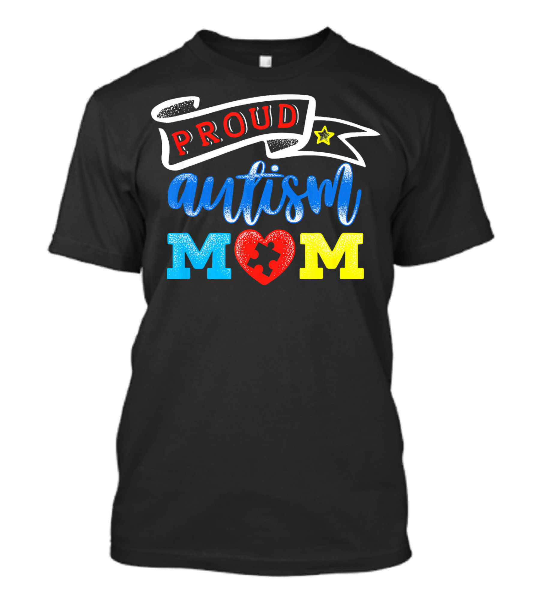 Proud Autism Mom Heart Puzzle Awareness T-Shirt