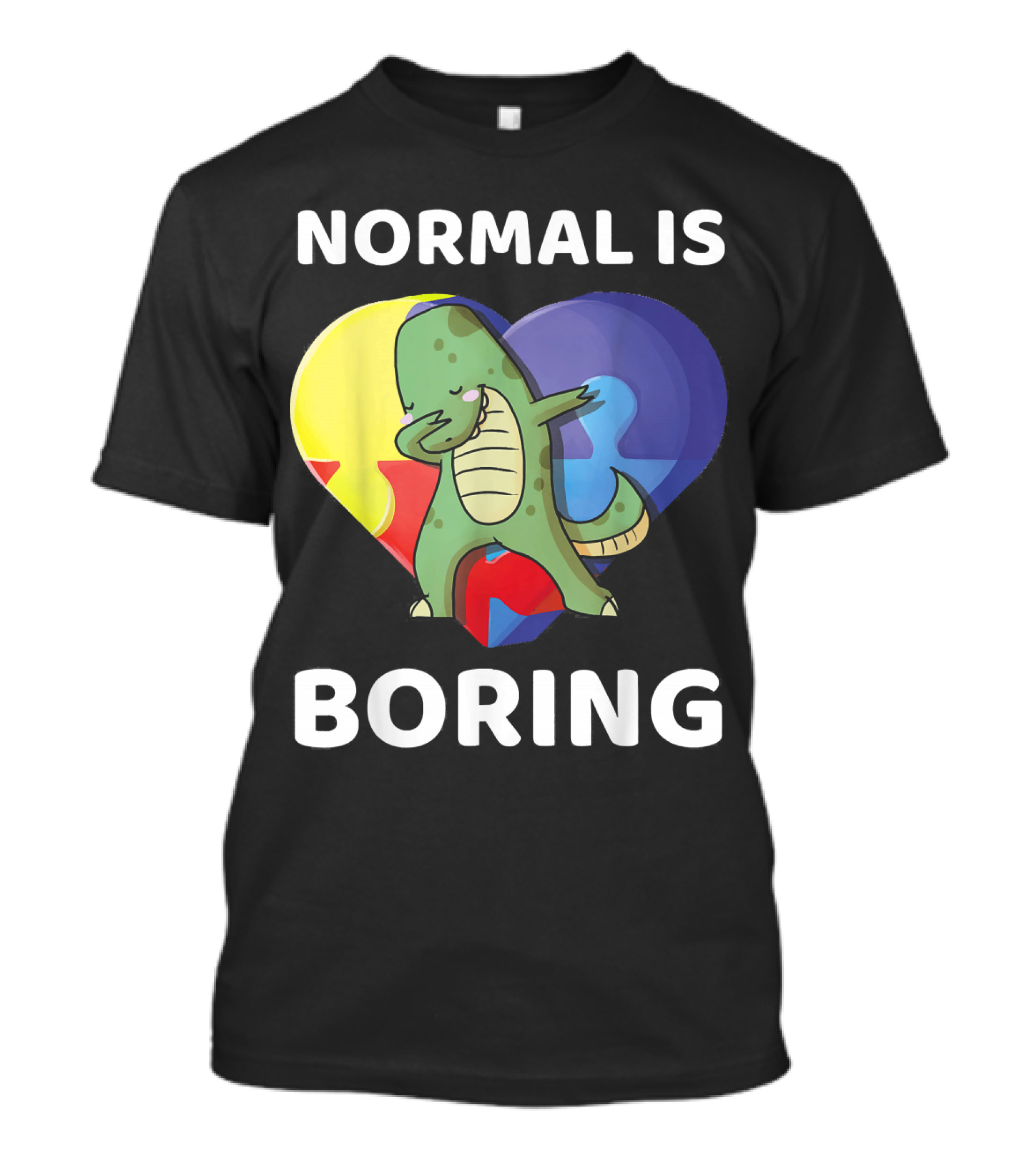 Normal Is Boring Dinosaur Heart Puzzle Autism Awareness T-Shirt