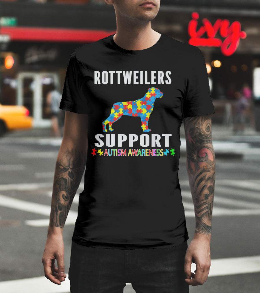 Rottweilers Support Autism Awareness Puzzle Piece T-Shirt