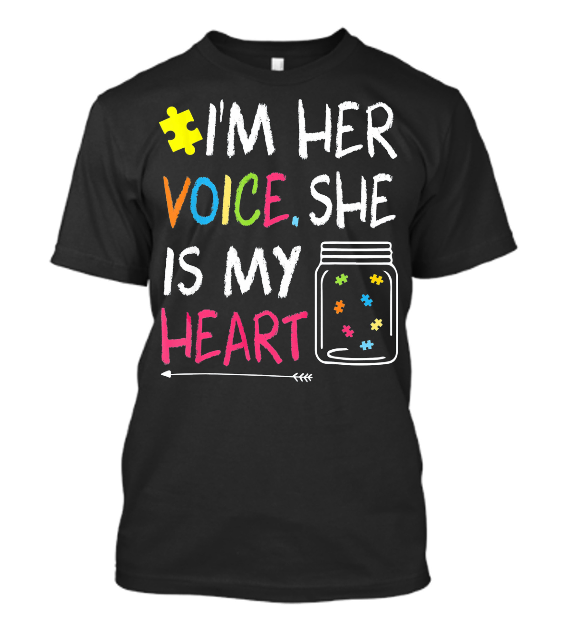 I'm Her Voice She Is My Heart Autism Puzzle Jar T-Shirt