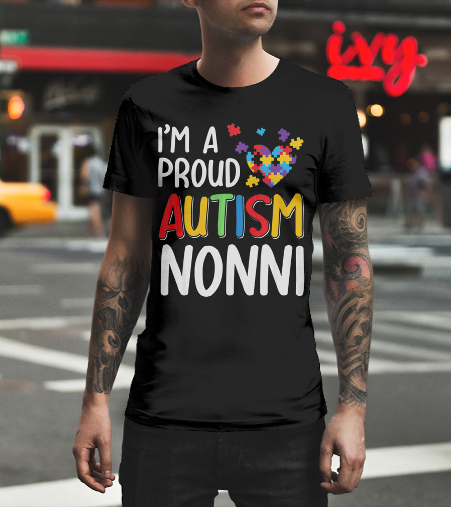 I'm A Proud Autism Nonni Puzzle Heart T-Shirt