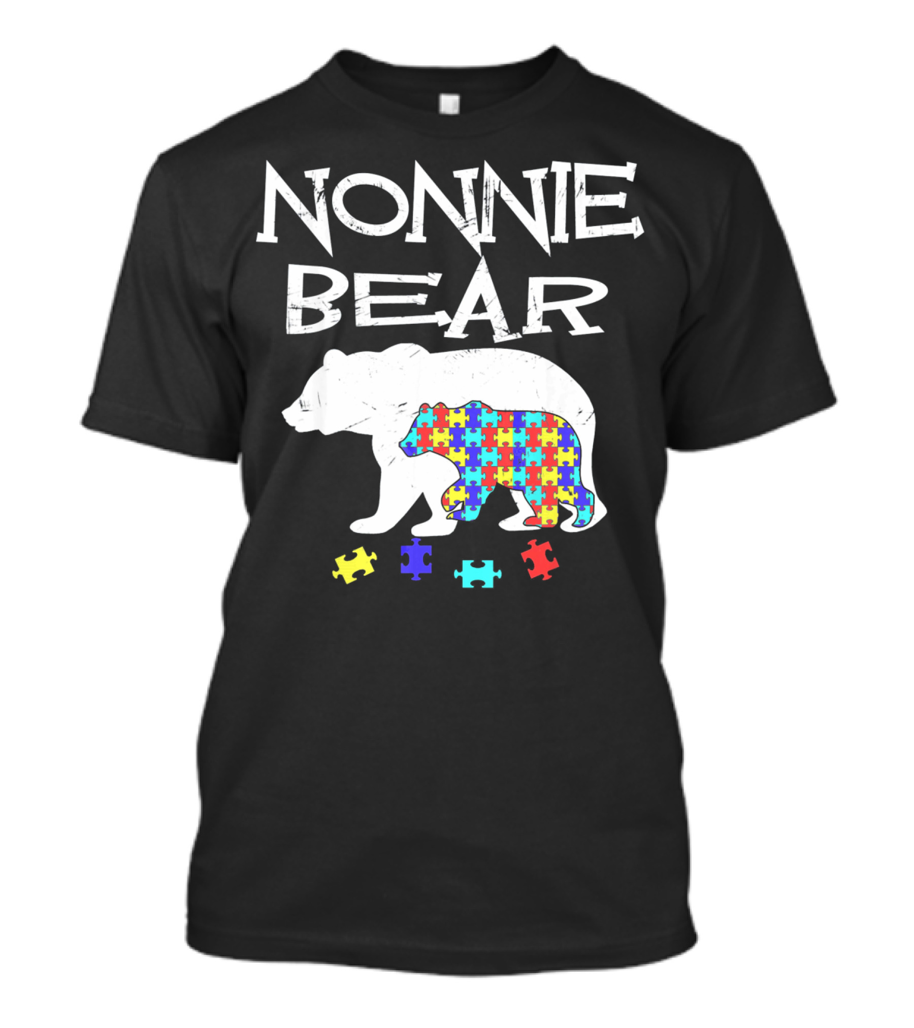 Nonnie Bear Autism Awareness Puzzle Bear T-Shirt