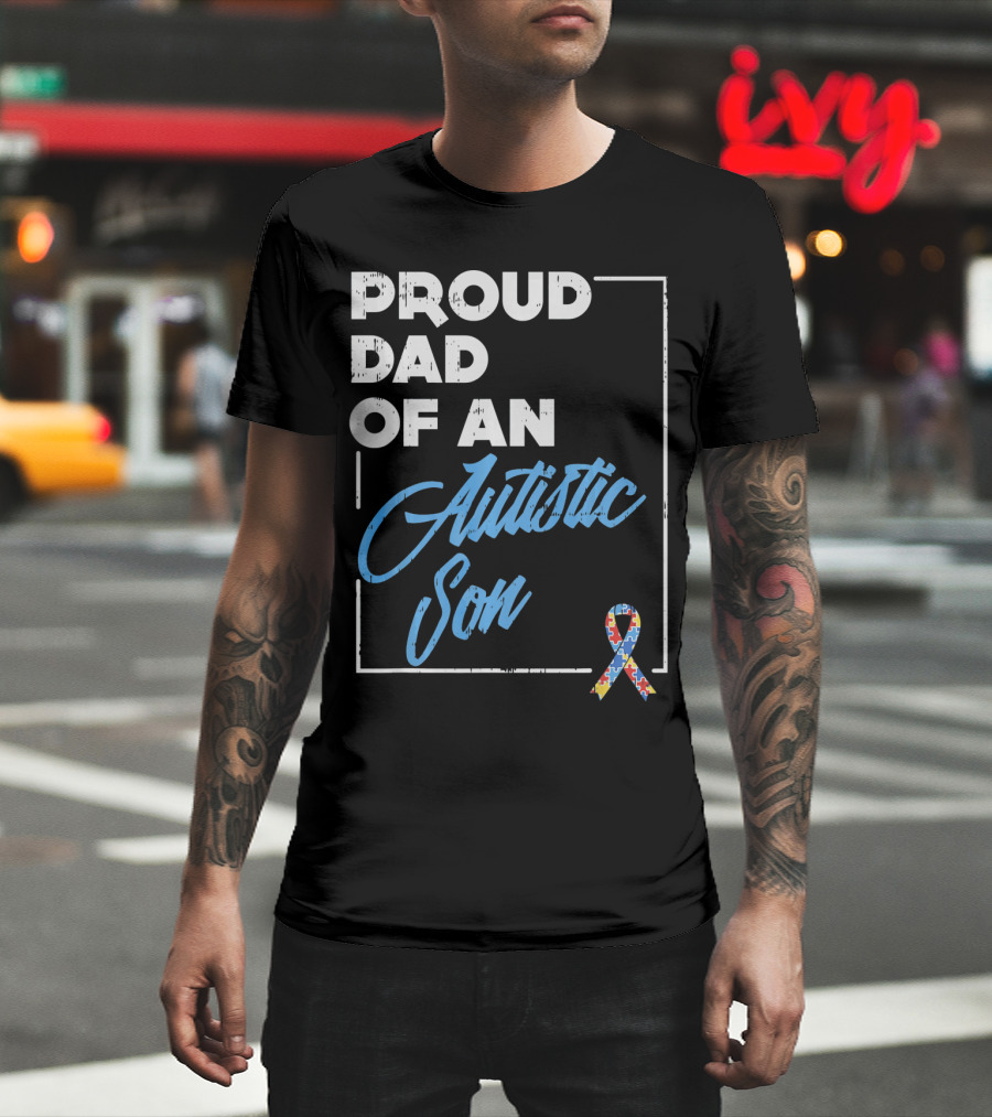 Proud Dad Of An Autistic Son Puzzle T-Shirt