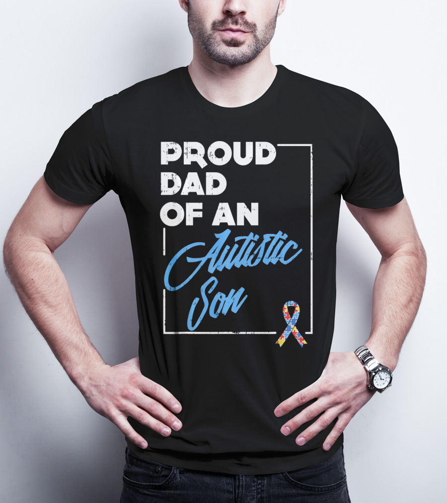 Proud Dad Of An Autistic Son Puzzle T-Shirt
